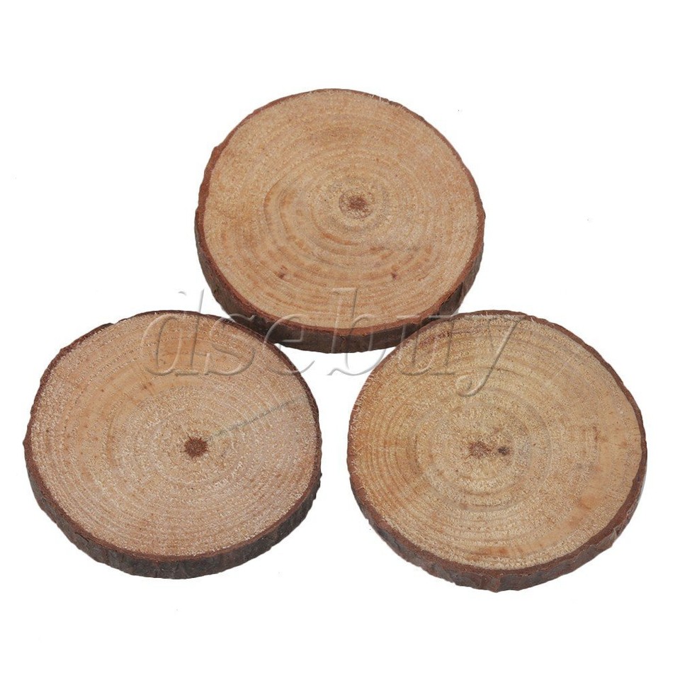 50x Natural Pine Wood Slices Circles with Tree Bark Log Discs 3-4cm Dia ...