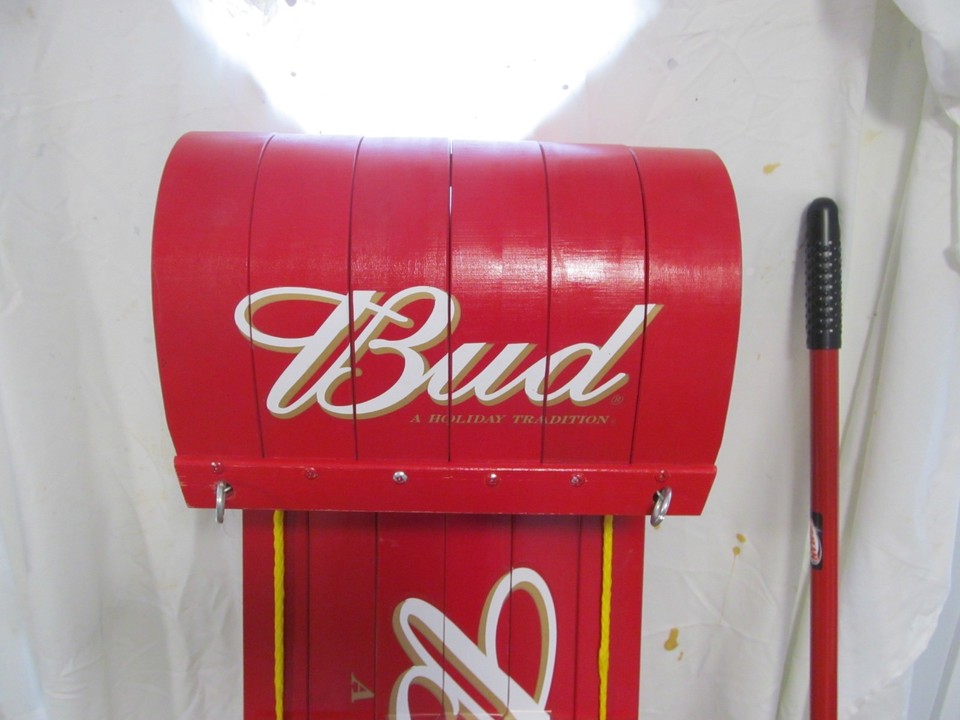 LARGE BUDWEISER BUD TOBOGGAN SLED BEER SIGN STORE DISPLAY ST LOUIS ...
