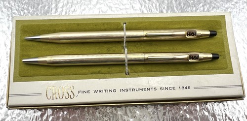 Vintage Cross 12K Gold Filled Pen Pencil Box Set 6601 New Refills Black ...