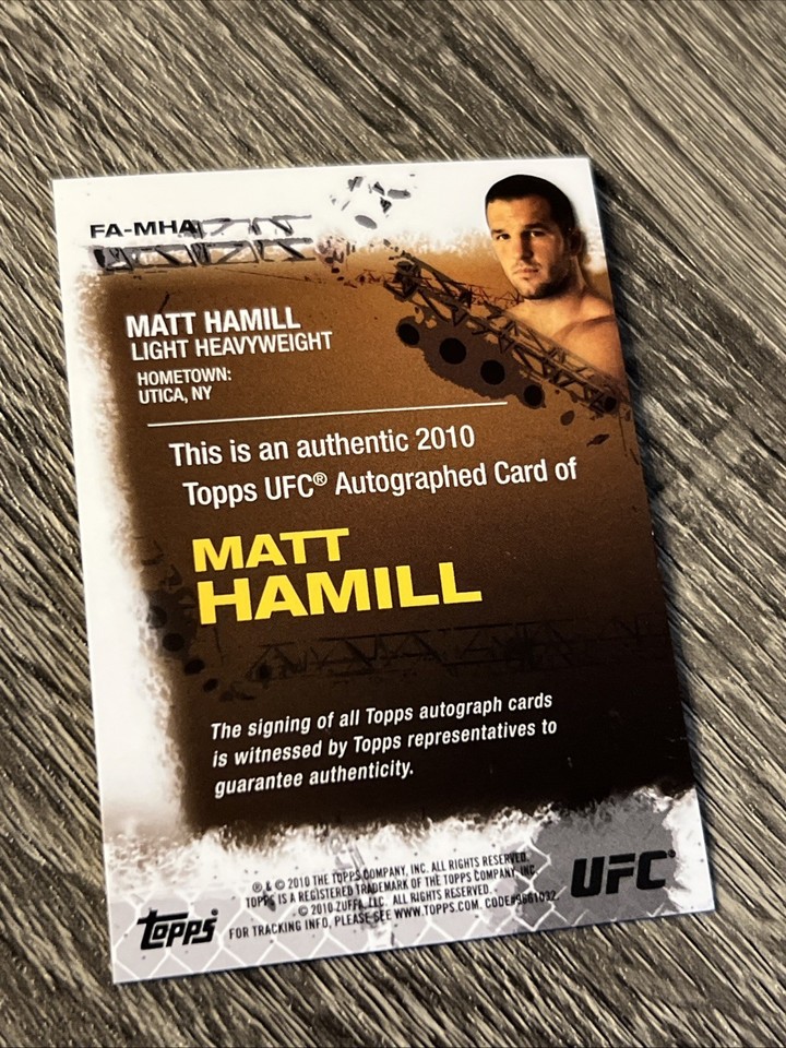 Matt Hamill 2010 Topps UFC Fighter Signed Autograph Card #FA-MH | eBay