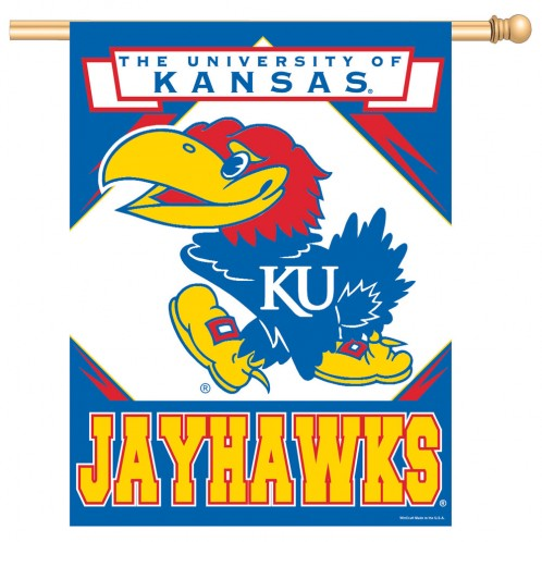 UNIVERSITY OF KANSAS VERTICAL FLAG, 27" x 37", MADE IN USA, INDOOR ...