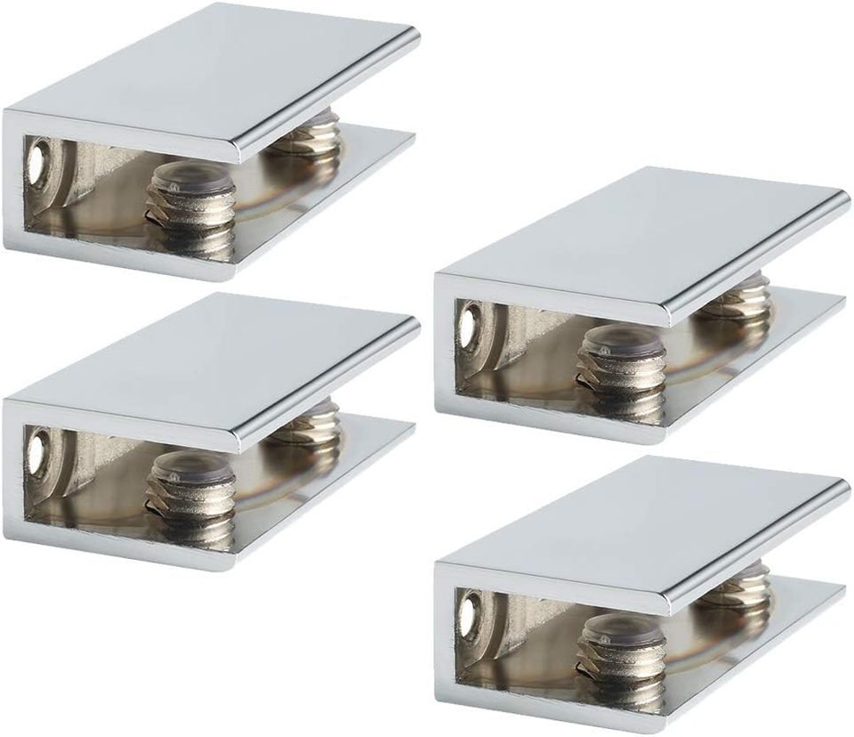 4 Pcs Glass Shelf Bracket Adjustable Shower Heavy Duty Rectangle Clamp ...