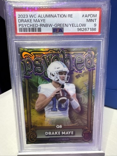 2023 Wild Card Alumination Drake Maye RC Psyched Rainbow PSA 9 Rookie ...