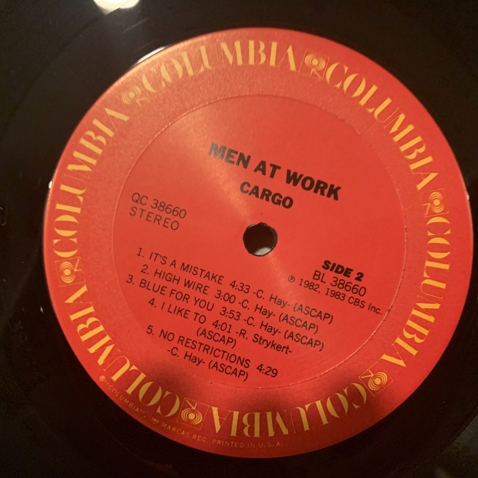 Men At Work ‎– Cargo LP 1982 Columbia ‎– QC 38660 NM/NM | eBay