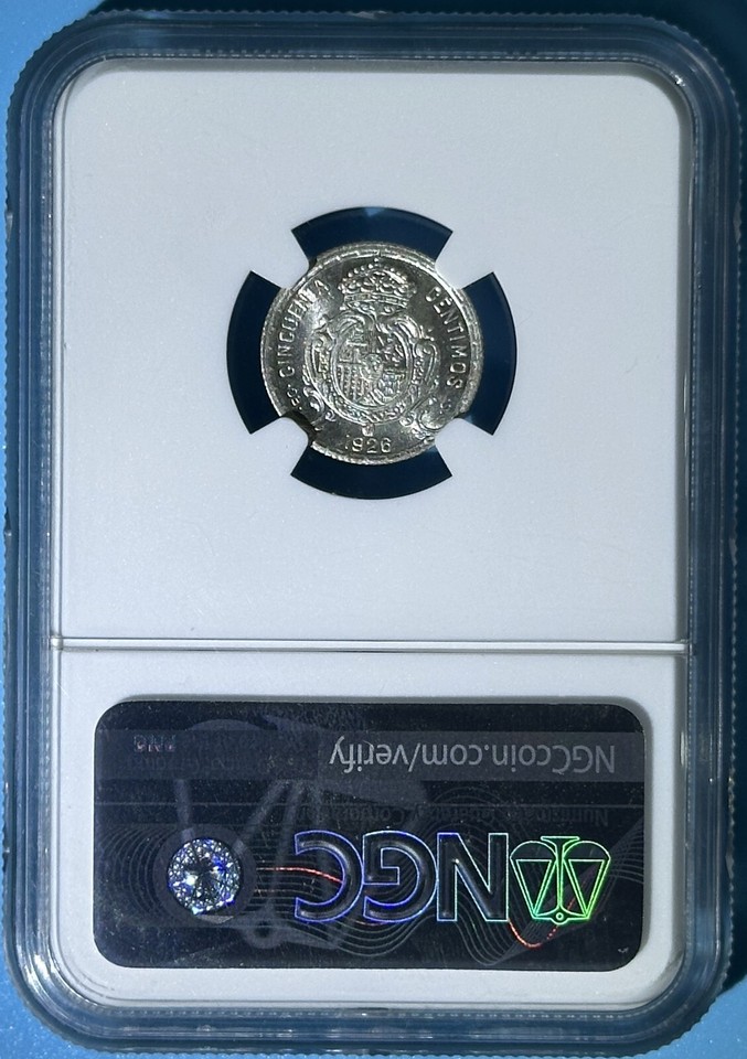 Spain 1926 PC-S 50 Centimos Silver Coin Alfonso XIII Nice BU NGC MS 63 ...