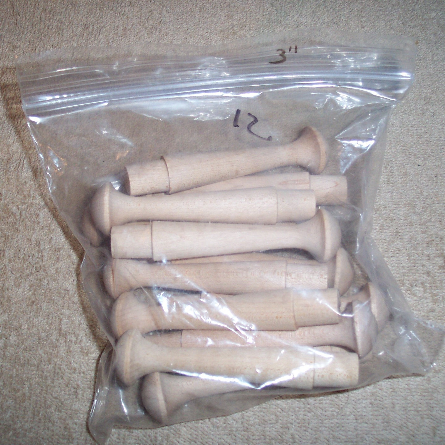 Bulk Lot Bulk Package of 12 Unfinished Wood 3" Shaker Pegs Old New ...