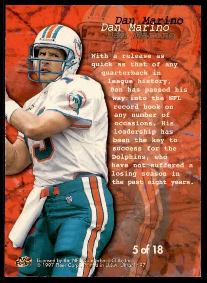 1997 Fleer Ultra Blitzkrieg Dan Marino Dolphins #5 *Noles2148* Cs 10=Fs ...