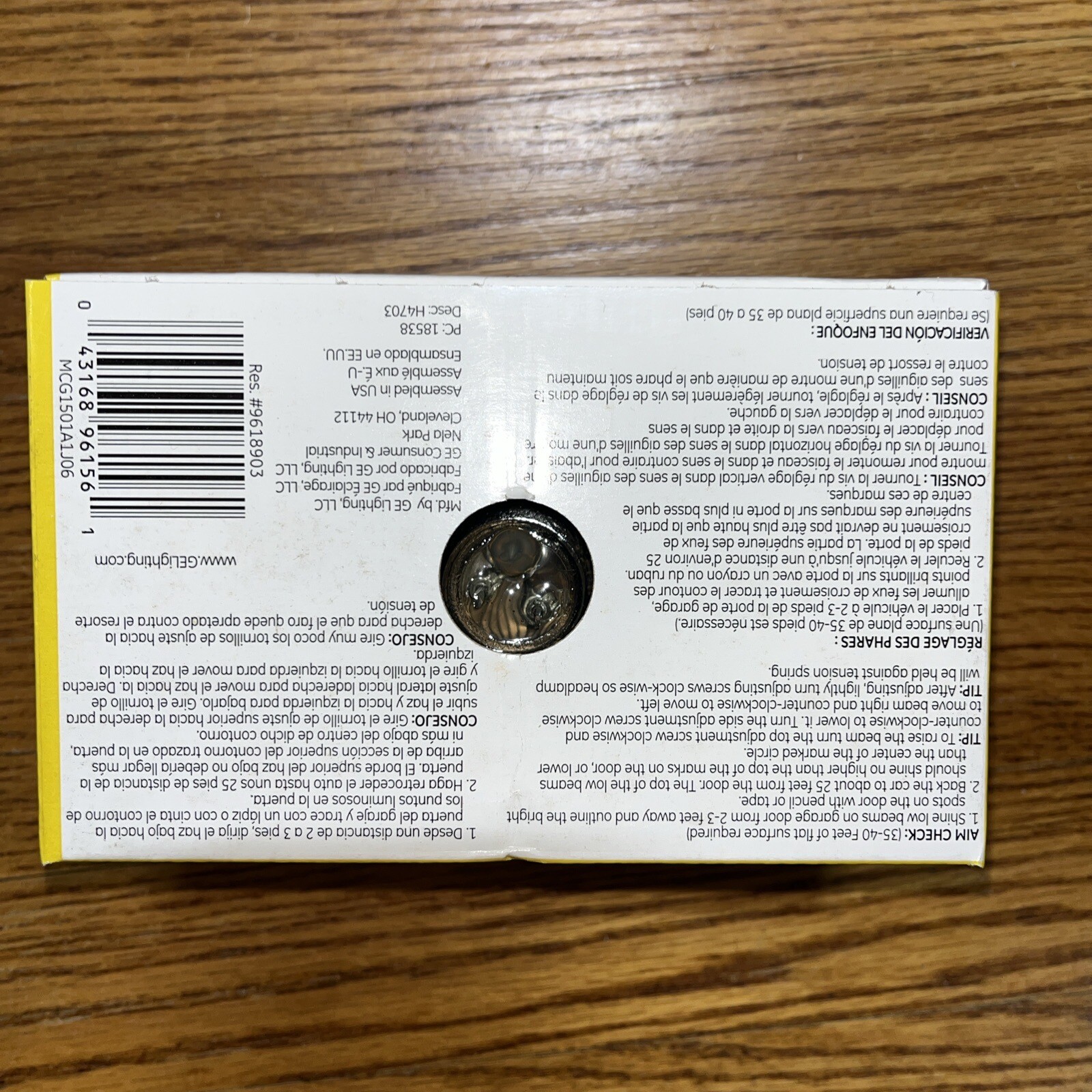 H4703 GE HALOGEN HEADLIGHT BULB, LOW BEAM, PART OF 4 LIGHT SYSTEM, NEW ...
