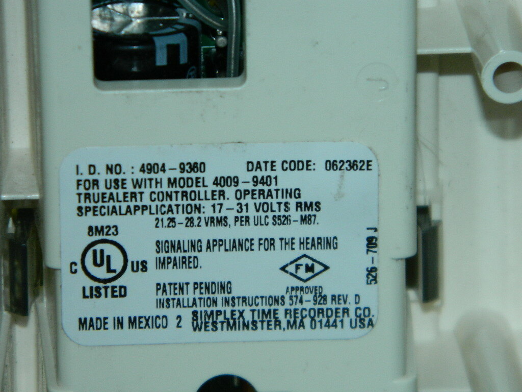 SIMPLEX 4904-9360 TRUEALERT ADDRESSABLE CEILING MOUNT STROBE 75CD | eBay
