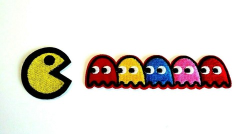 Pac-Man Pacman Set Patches Embroidered Cloth Applique Badge Iron Sew On ...