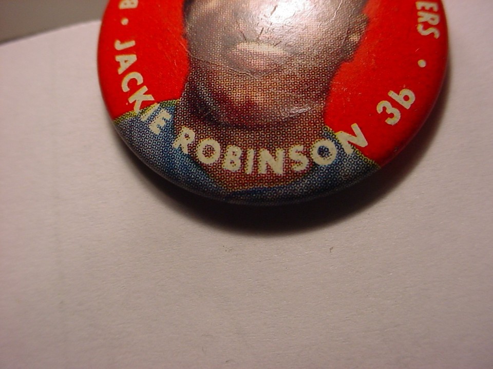 vintage 1956 Topps Baseball Pin back BUTTON Jackie Robinson Brooklyn ...