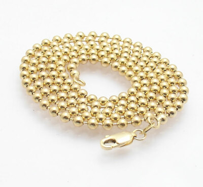 3mm All Shiny Round Bead Ball Chain Necklace REAL Solid 10K Yellow Gold ...