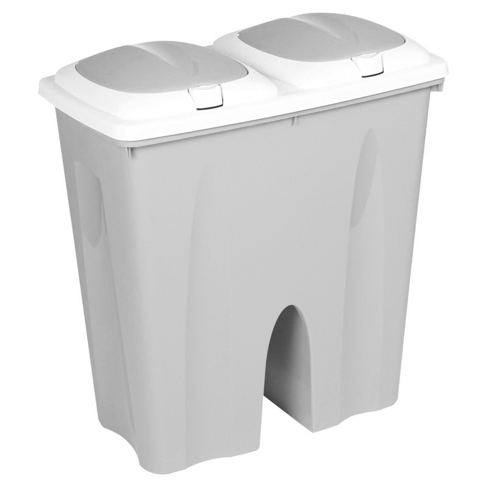 Duo Double Recycling Bin 50L Twin 2 Section Compartment Kitchen Rubbish ...