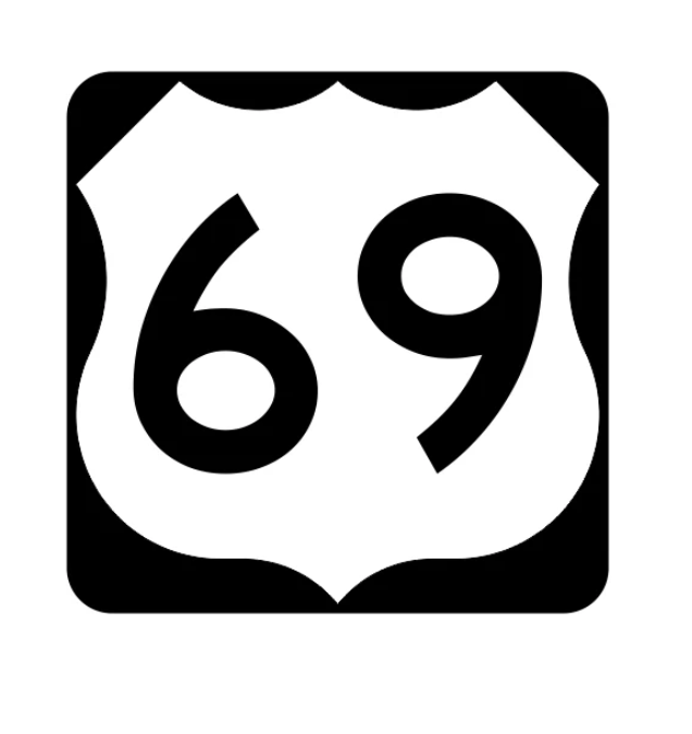 7" us route 69 highway sign road bumper sticker decal usa made | eBay