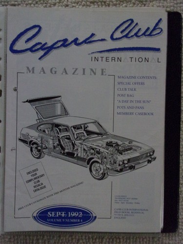FORD CAPRI CLUB INTERNATIONAL MAGAZINE - Vol 9 No 4 September 1992 | eBay