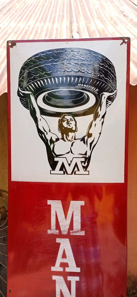 MRF Mansfield Tyre Oil Gas Station Enamel Porcelain Sign Board Antiq ...