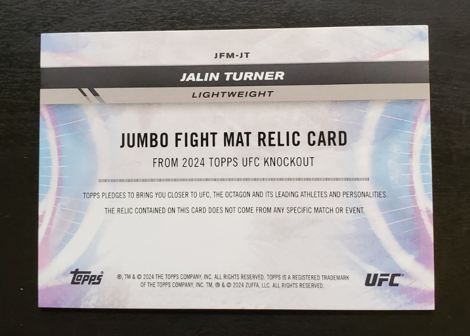 2024 Topps UFC Knockout Jalin Turner Jumbo Fight Mat Relic #JFM-JT UFC ...