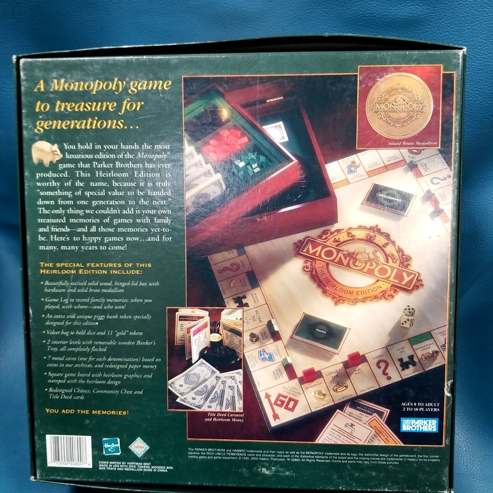 Sealed Pieces VTG 2000 Monopoly Heirloom Edition 65th Anniversary Board ...