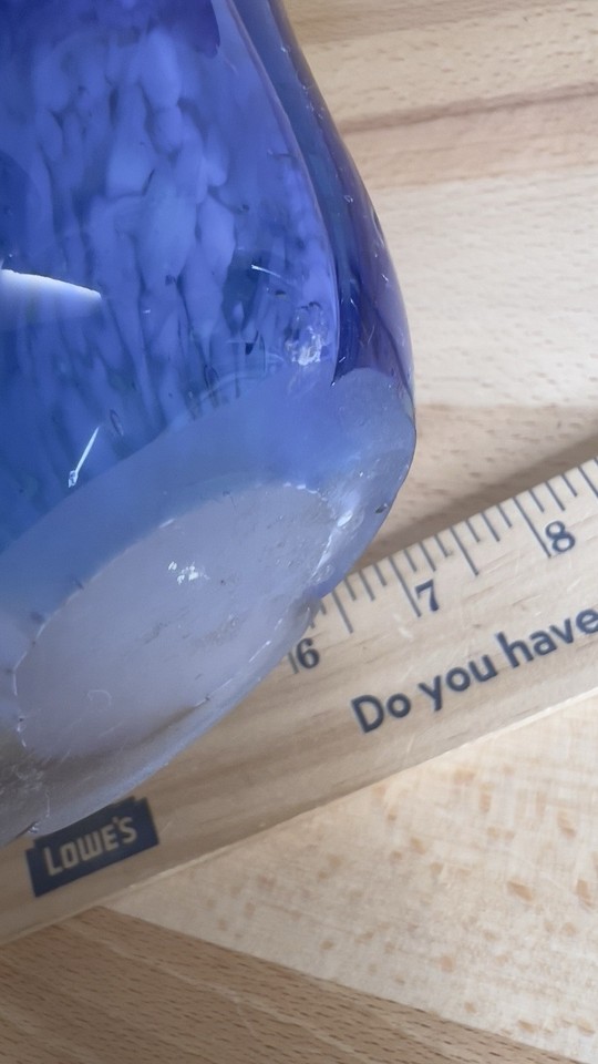 Art Glass Elephant Figurine Paperweight Blue Amber Trunk Up Career ...