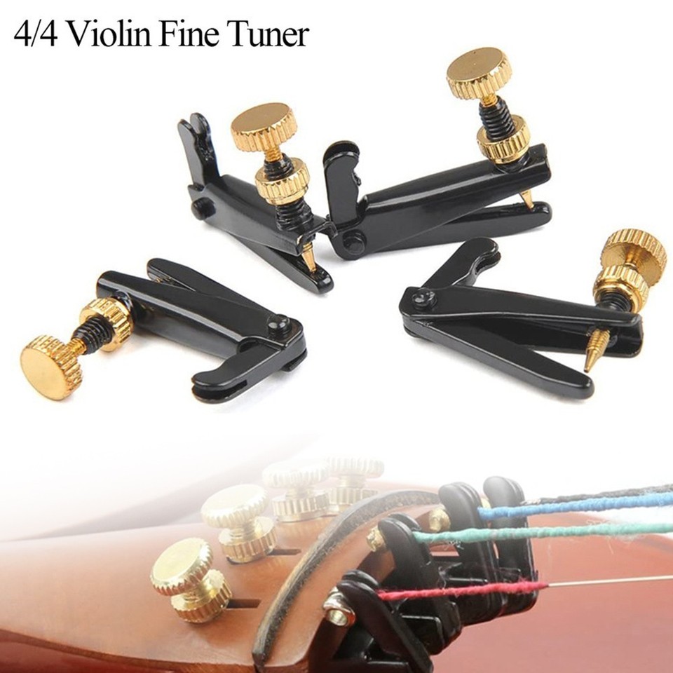 4x Metal Violin Fine Tuner String Adjuster Tuning Gadget Set For 4/4 3/ ...