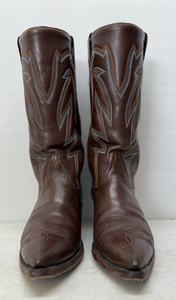 AUSTIN HALL BOOTS Handmade Men’s Brown Leather Western Cowboy Boots | eBay
