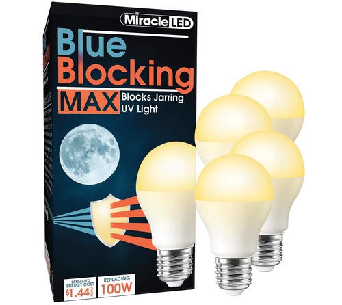 12W Blue Blocking MAX Warm Yellow Sleep Bulb Replacing Up to 100W to ...