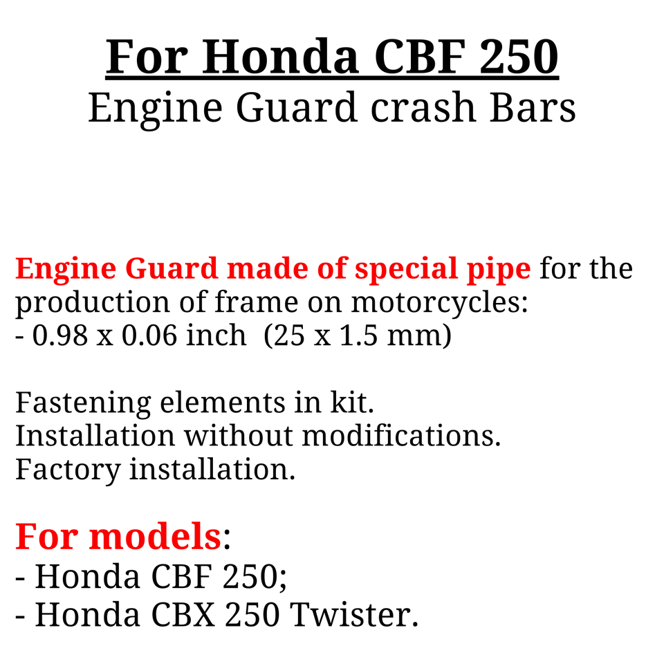 For Honda CBF 250 Crash bars CBX 250 Twister Engine guard CBF250 | eBay