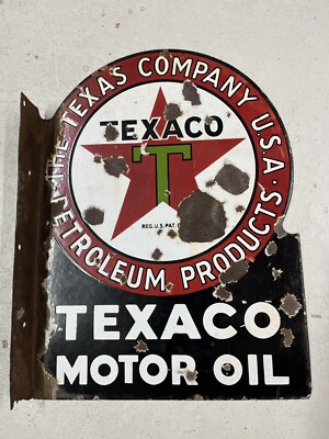 Vintage Texaco Enamel Double Sided Sign. | eBay