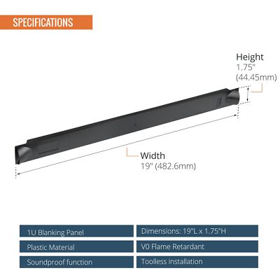 Filler 1U Blank Panel Rack Mount Spacer Filler Panel 19\" Black Rack ...