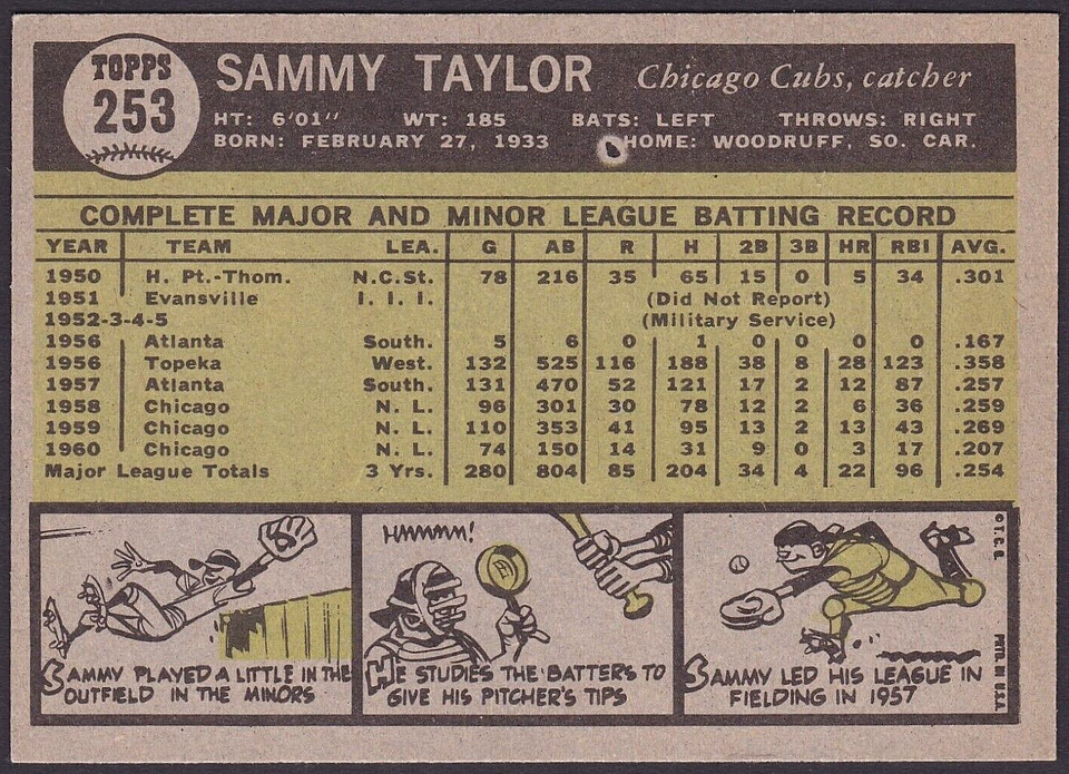 1961 Topps Baseball #253 Sammy Taylor [NM] | eBay