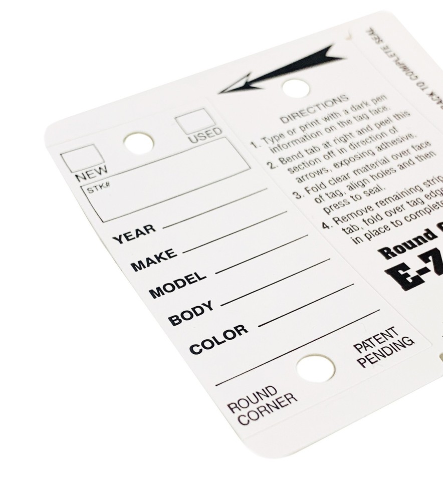 CarBowz Car Dealer Key Tags Self Laminating Round Corner White Color ...