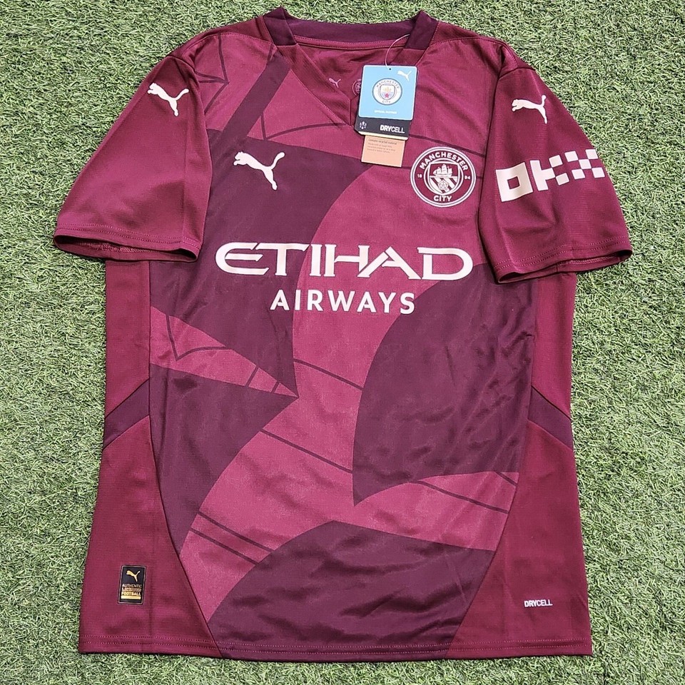 Puma Manchester City 3RD 24-25 Men's Soccer Jersey Maroon-Gold | eBay