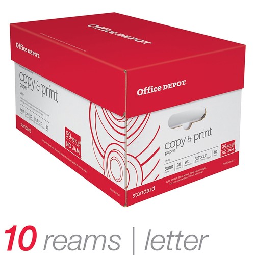 Office Depot Multi-Use Printer And Copy Paper 10 Reams 8.5x11 5000 ...