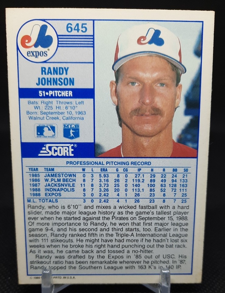 🔥 1989 Score Randy Johnson Rookie Card RC #645 Expos 🔥 | eBay