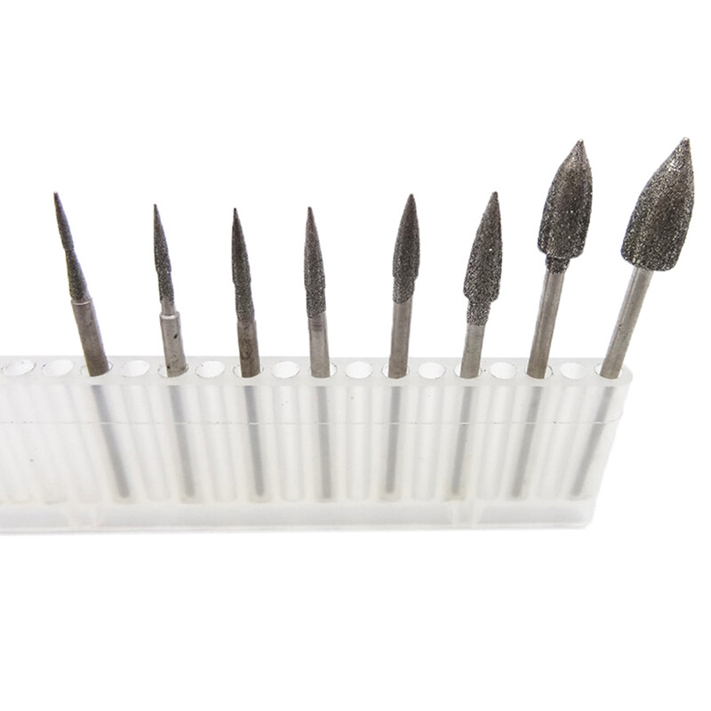 8* diamond grinding head polishing needle bits burrs metal stone ...