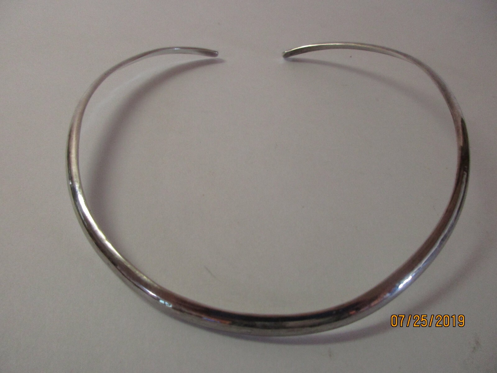Vintage Sterling Silver Torque Neck Ring Necklace Mar… - Gem