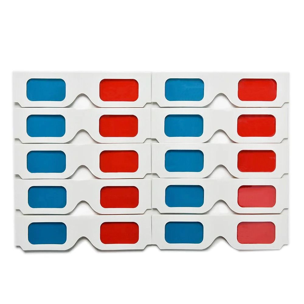10Pcs Red Blue 3D Glasses 3D TV Cardboard Paper Glasses Movie Game ...
