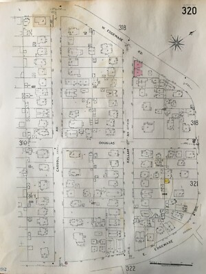 ORIGINAL 1953 ANGELINO HEIGHTS ECHO PARK LOS ANGELES CA SANBORN ATLAS ...