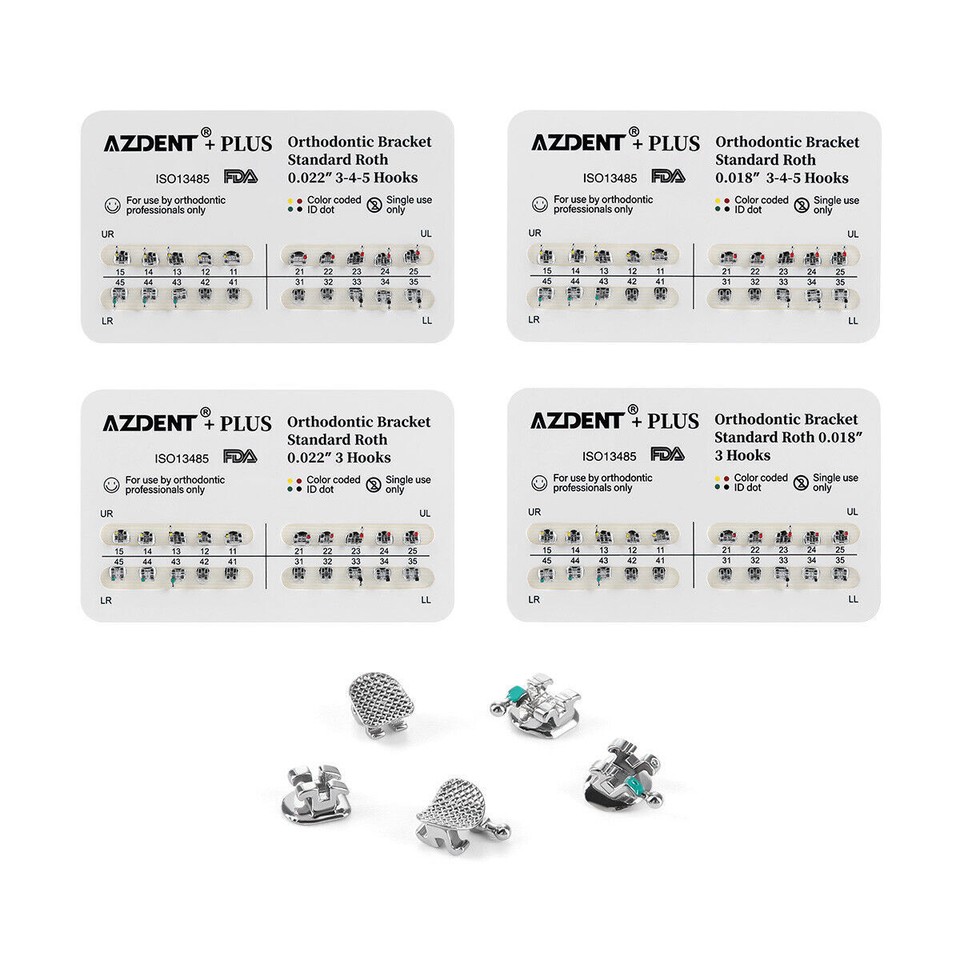 Dental Orthodontic Metal Brackets Braces Mini/Standard Roth/MBT .022 ...