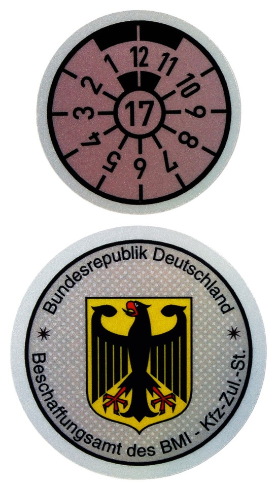 Police German License Plate Registration Seal & Inspection Sticker Set ...