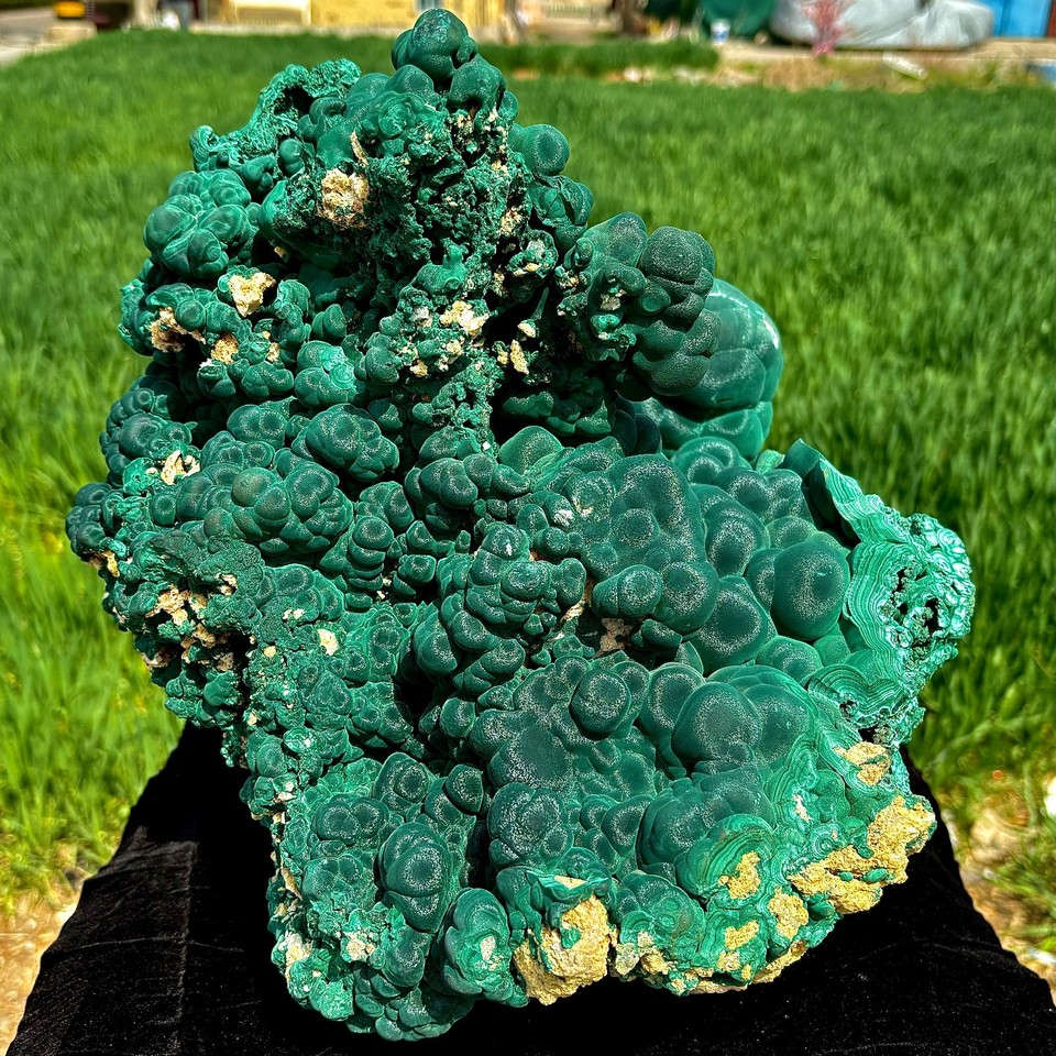 88.05LB Natural glossy velvet Malachite transparent cluster rough ...