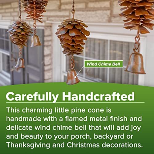 Pine Cone Ornament With Bells Bronze Metal Fall Wind Chimes Pine Cones ...