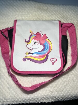 Jojo Siwa Unicorn Canvas Purse Bag Rainbows Pink and Black Adjustable ...
