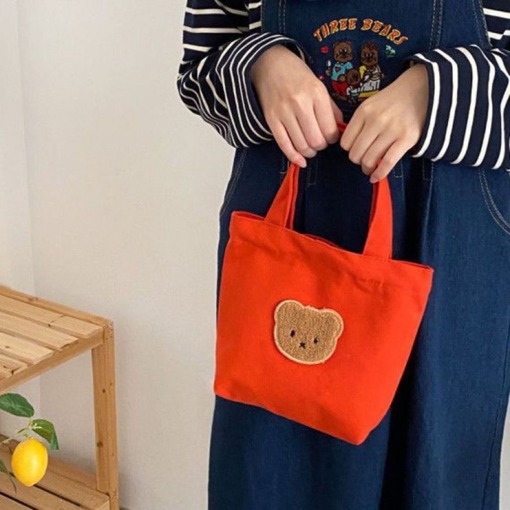 Small Bear Mini Tote Bag Cloth Storage Bags New Canvas Lunch Box | eBay