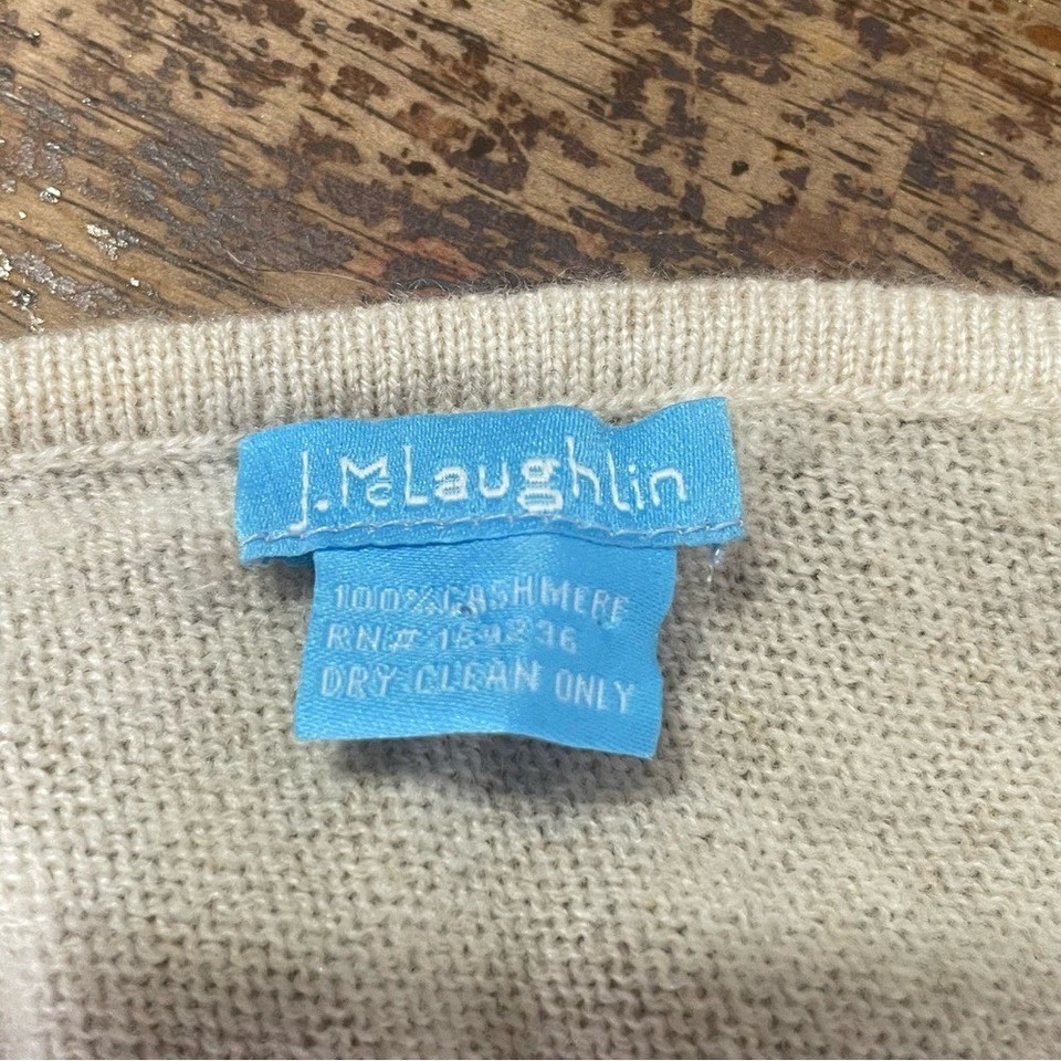 J.McLaughlin 100% Cashmere Poncho Sweater - Oatmeal Beige with Blue ...