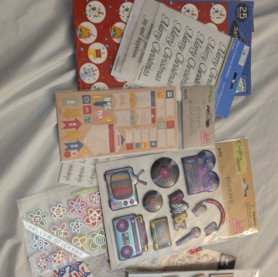 Misc Sticker lot, scrapbooking, Hallmark, Puffy, and more over 25 packs ...