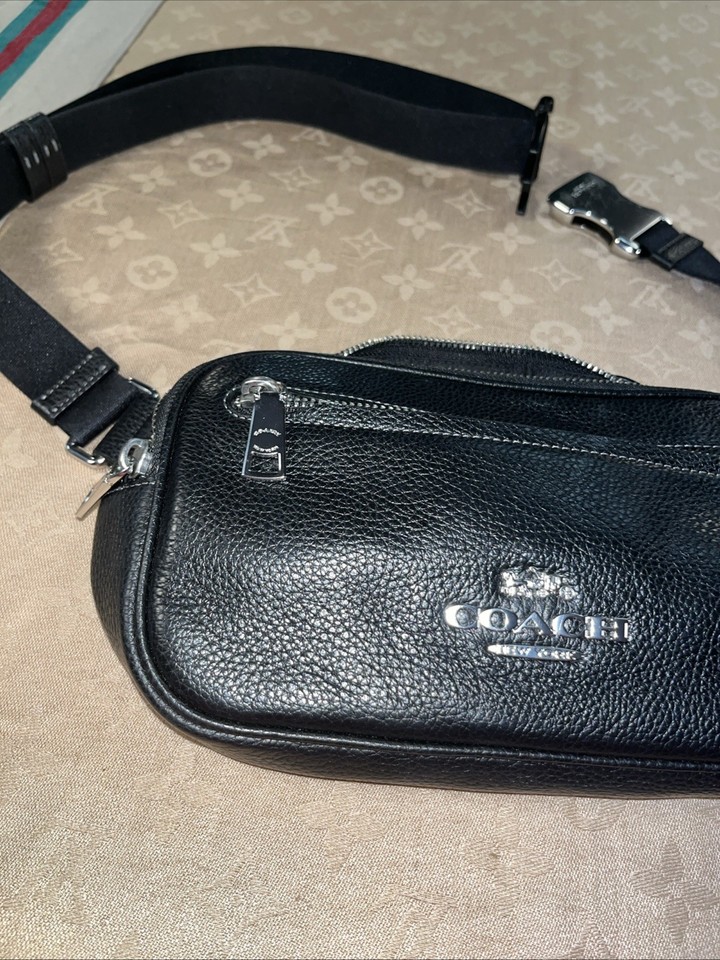Coach Mini Crossbody Belt Bag Black Pebbled Leather | eBay