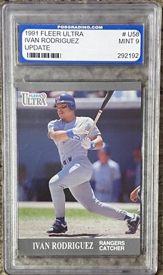 1991 FLEER ULTRA IVAN RODRIGUEZ PGS 9 MINT #U58 ROOKIE BASEBALL CARD ...
