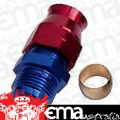 AN Fittings 1/4 Inch Hard Line 4AN Aluminum Nut & Sleeve - Blue, For 1/ ...