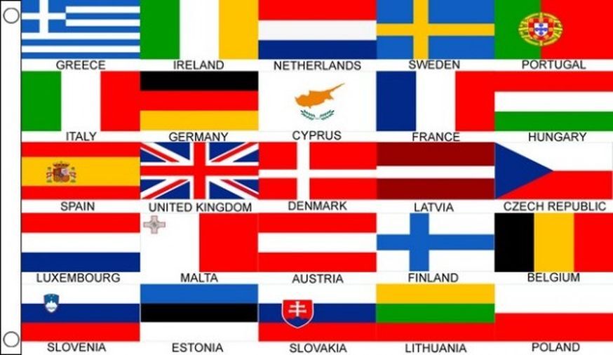 All European Countries Flags Vector Map Of Europe Mixed With Country